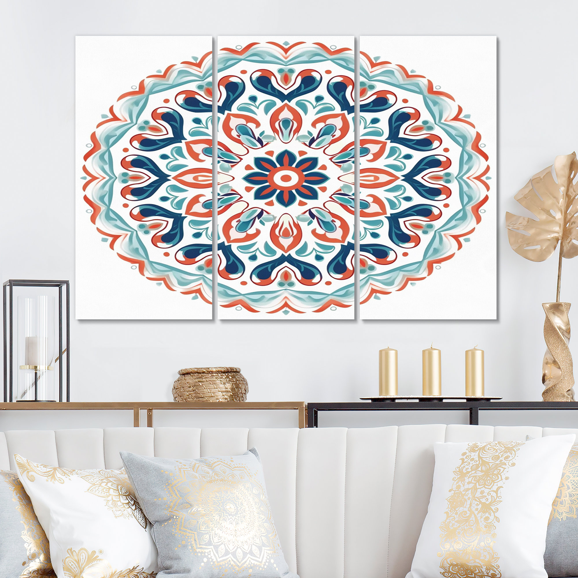 Wildon Home® Sacred Mandala In Retro Blue And Orange I - Boho Mandala Canvas Print Set - Wayfair ...